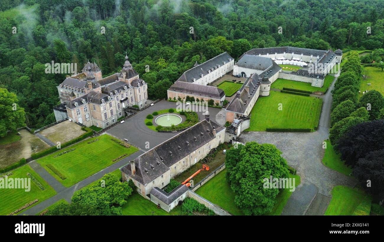 drone photo Modave castle Belgium europe Stock Photo - Alamy