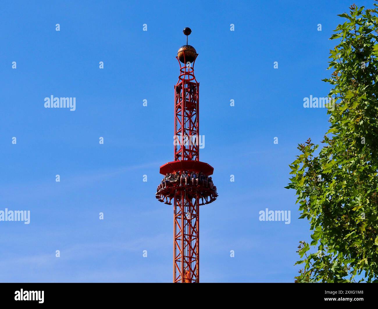 Energylandia, Poland - August 23, 2024: People free falling from tower ...