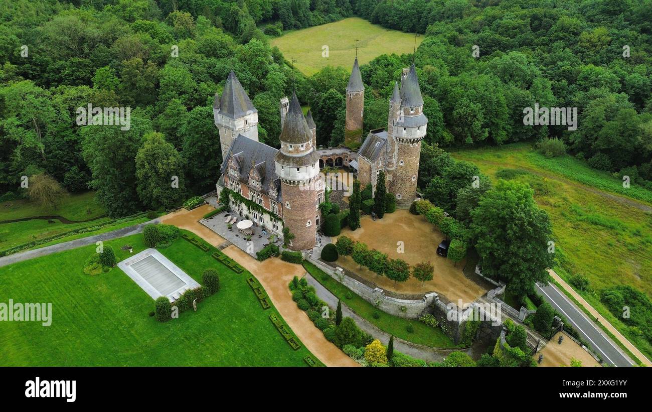drone photo Faulx-les-Tombes castle Belgium europe Stock Photo - Alamy