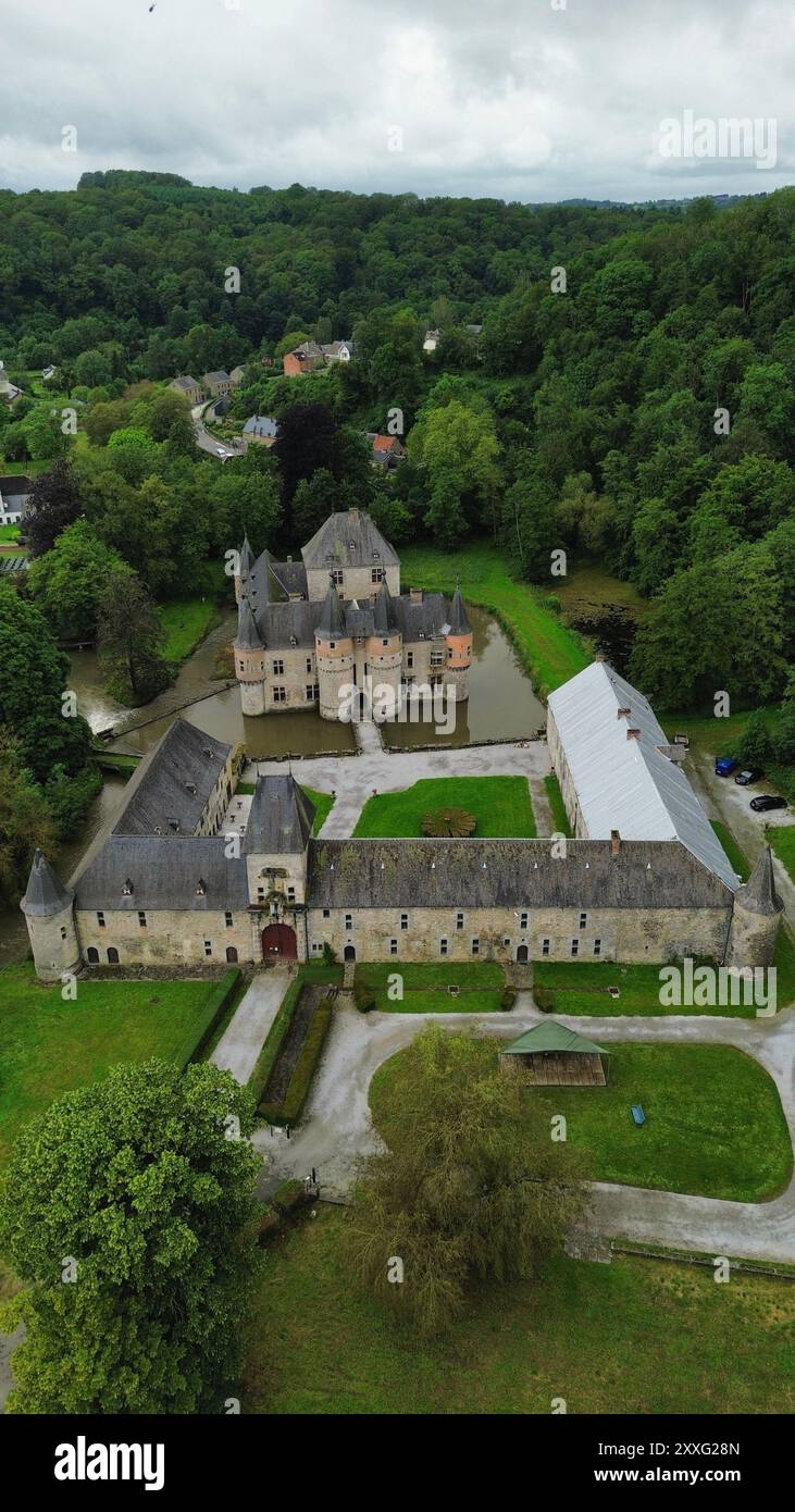 drone photo Spontin castle Belgium europe Stock Photo - Alamy
