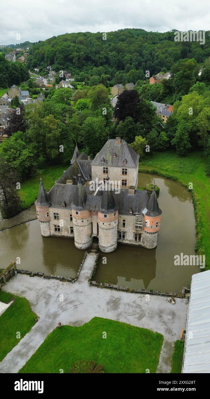 drone photo Spontin castle Belgium europe Stock Photo - Alamy