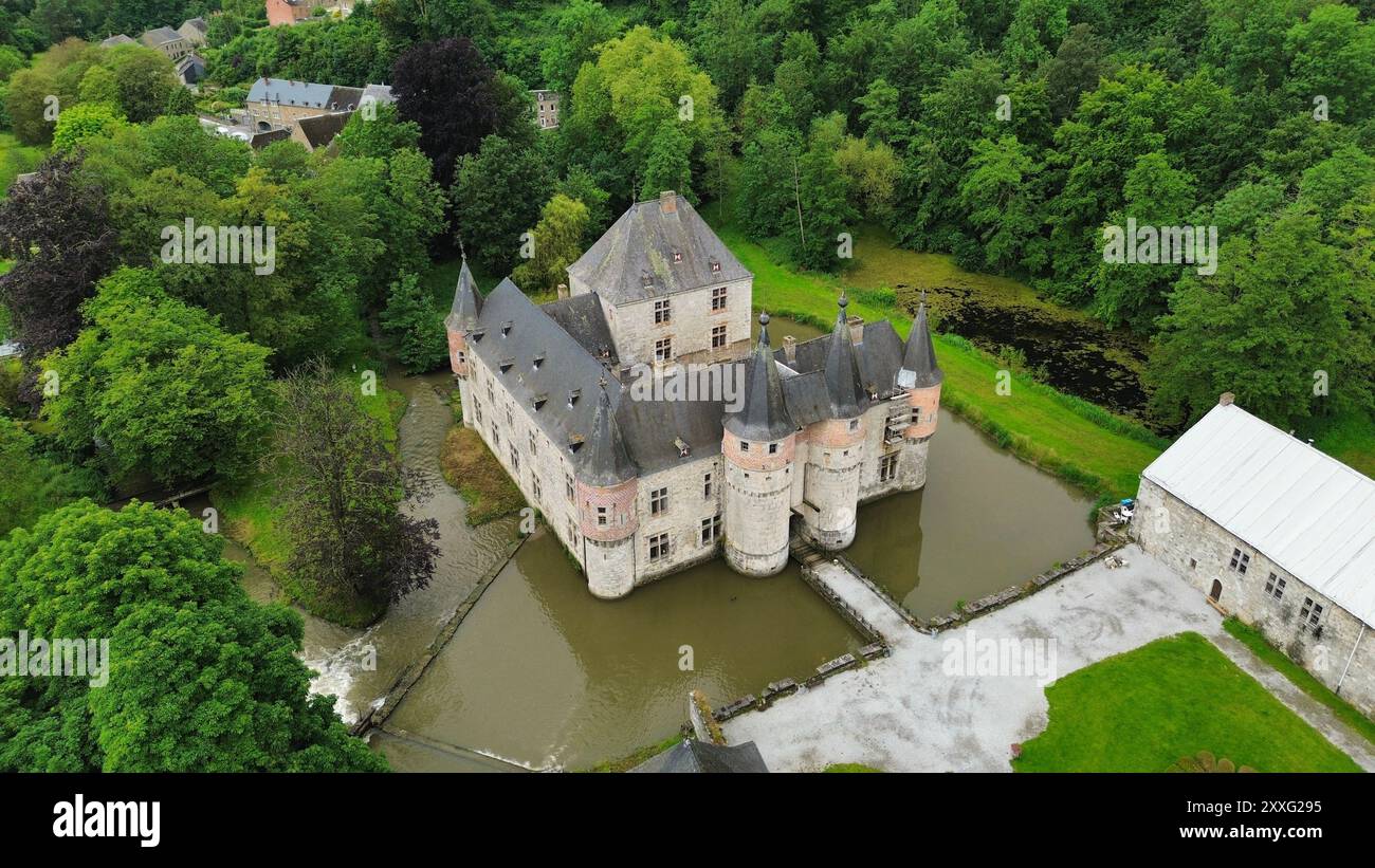 drone photo Spontin castle belgium europe Stock Photo - Alamy