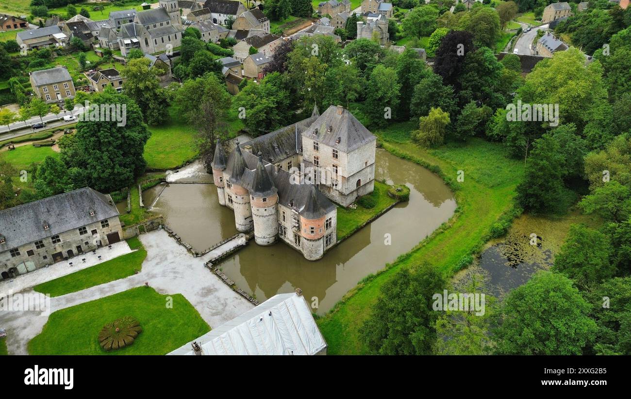 drone photo Spontin castle Belgium europe Stock Photo - Alamy