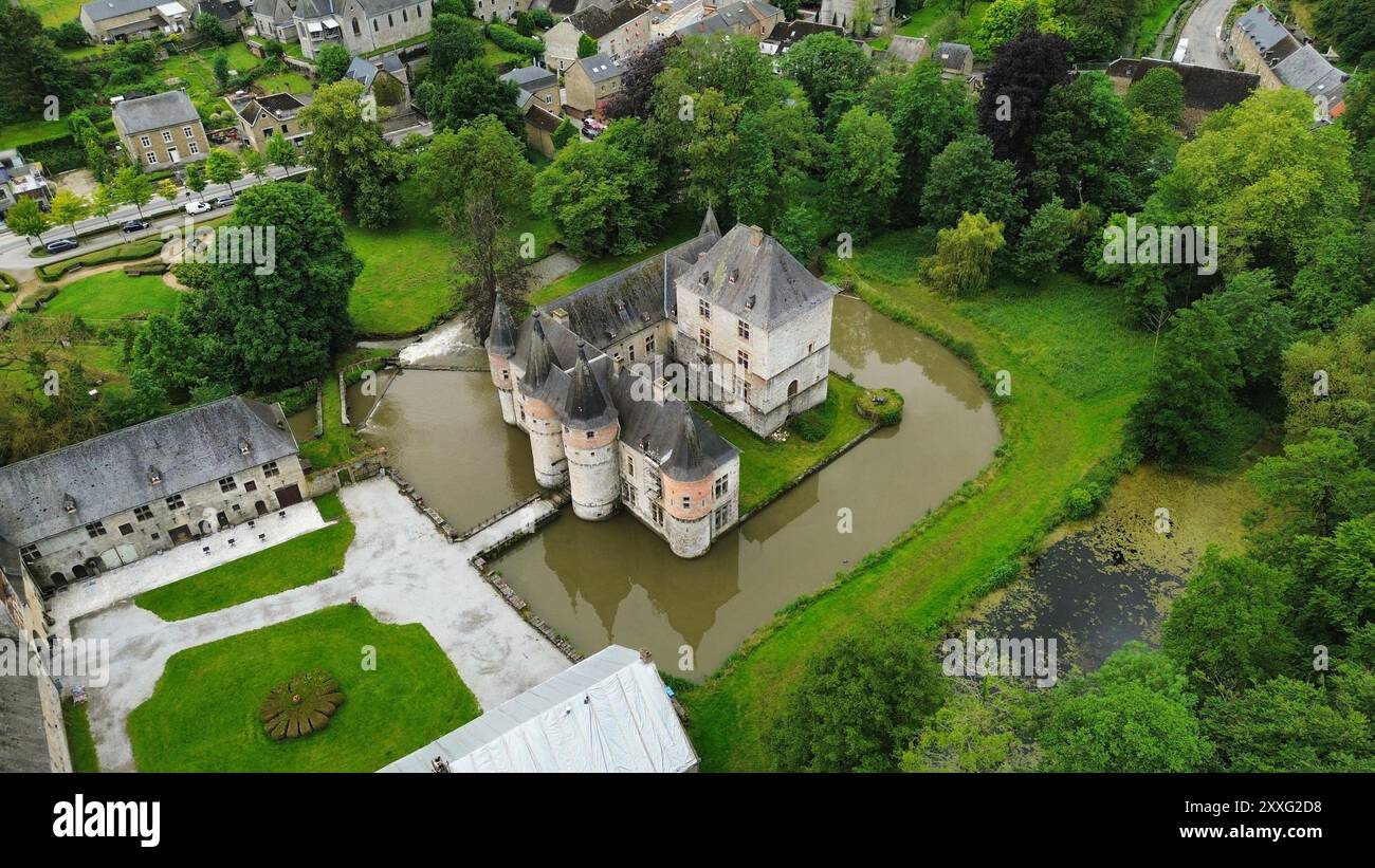 drone photo Spontin castle Belgium europe Stock Photo - Alamy