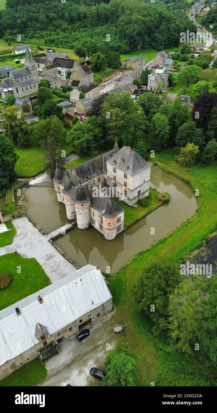 drone photo Spontin castle Belgium europe Stock Photo - Alamy