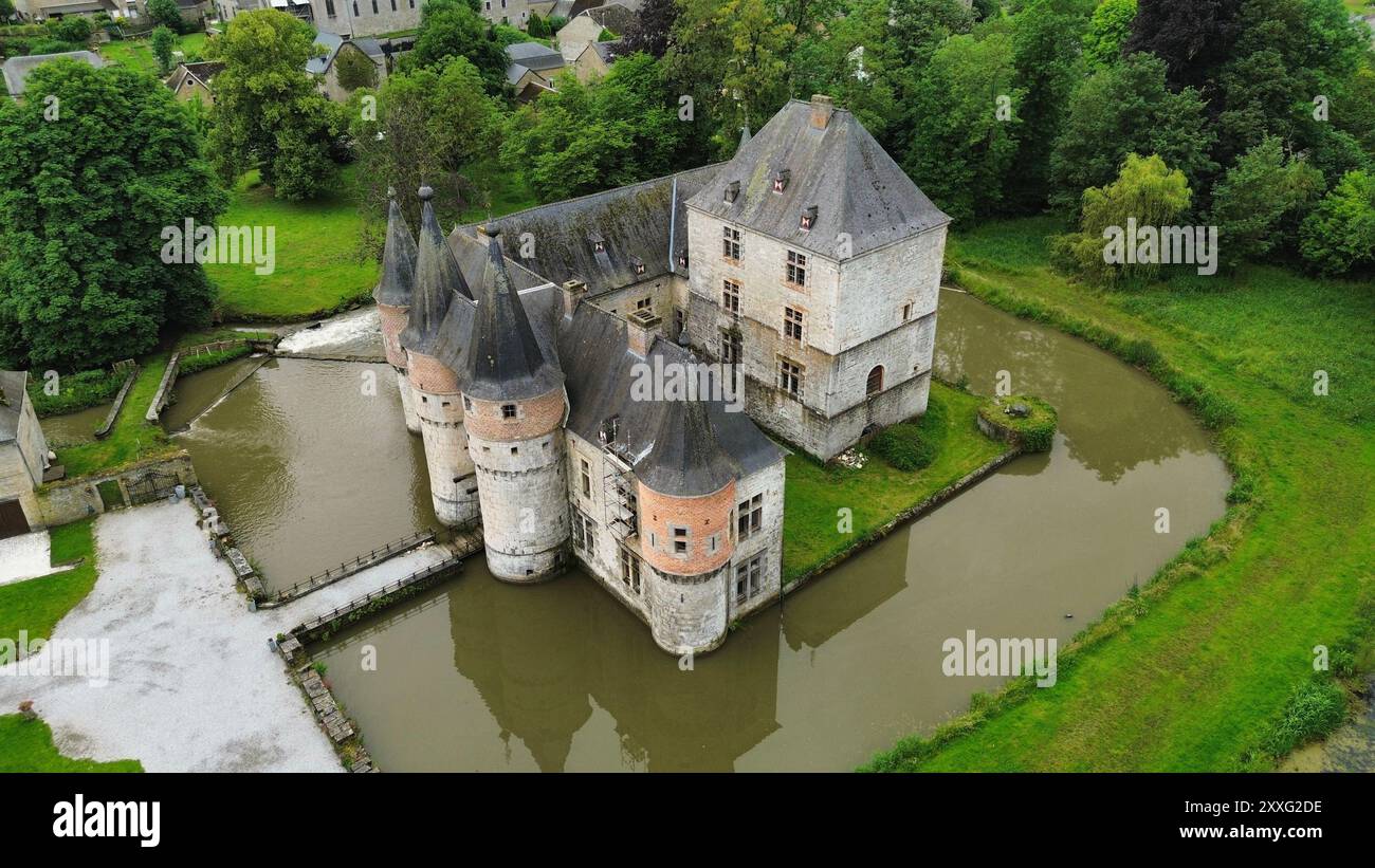 drone photo Spontin castle Belgium europe Stock Photo - Alamy