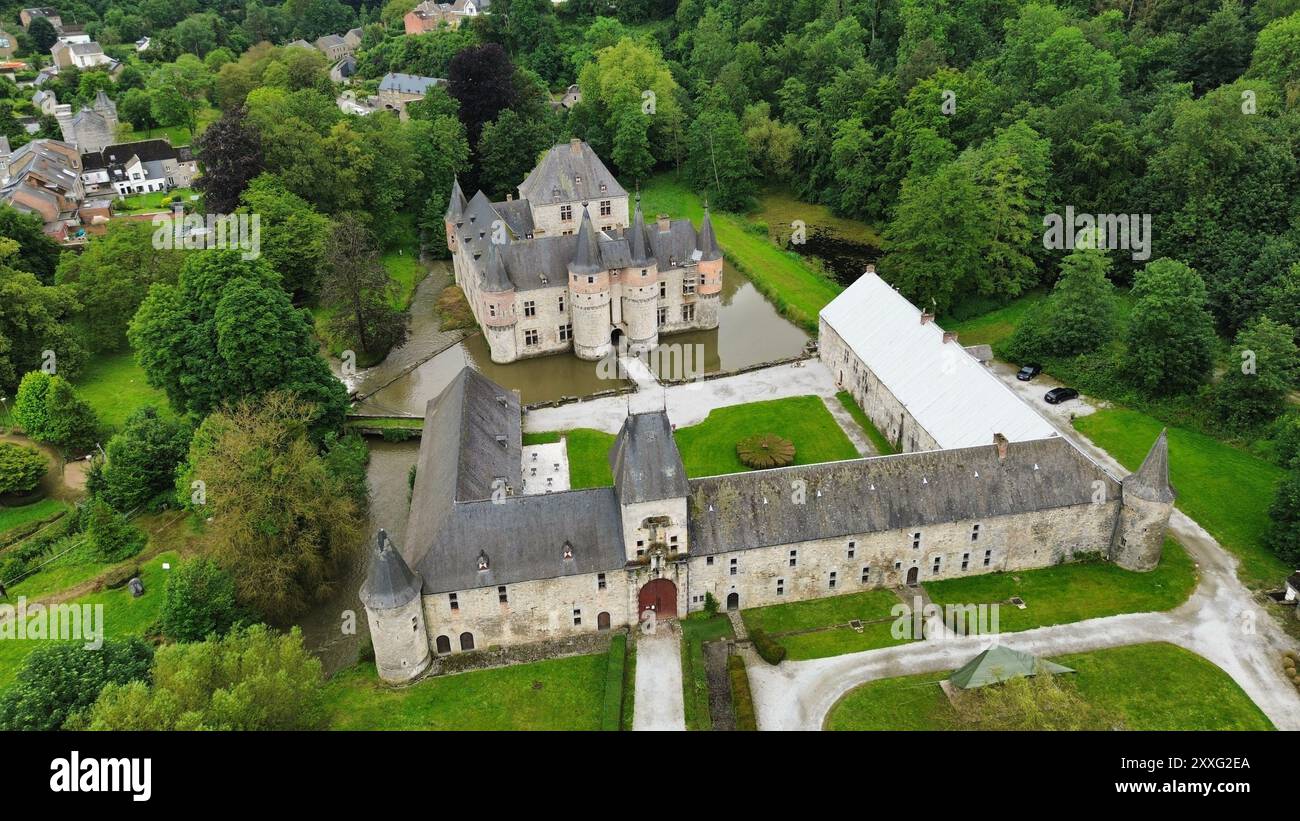 drone photo Spontin castle belgium europe Stock Photo - Alamy