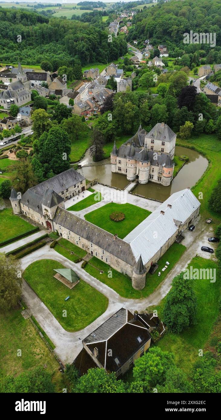 drone photo Spontin castle Belgium europe Stock Photo - Alamy