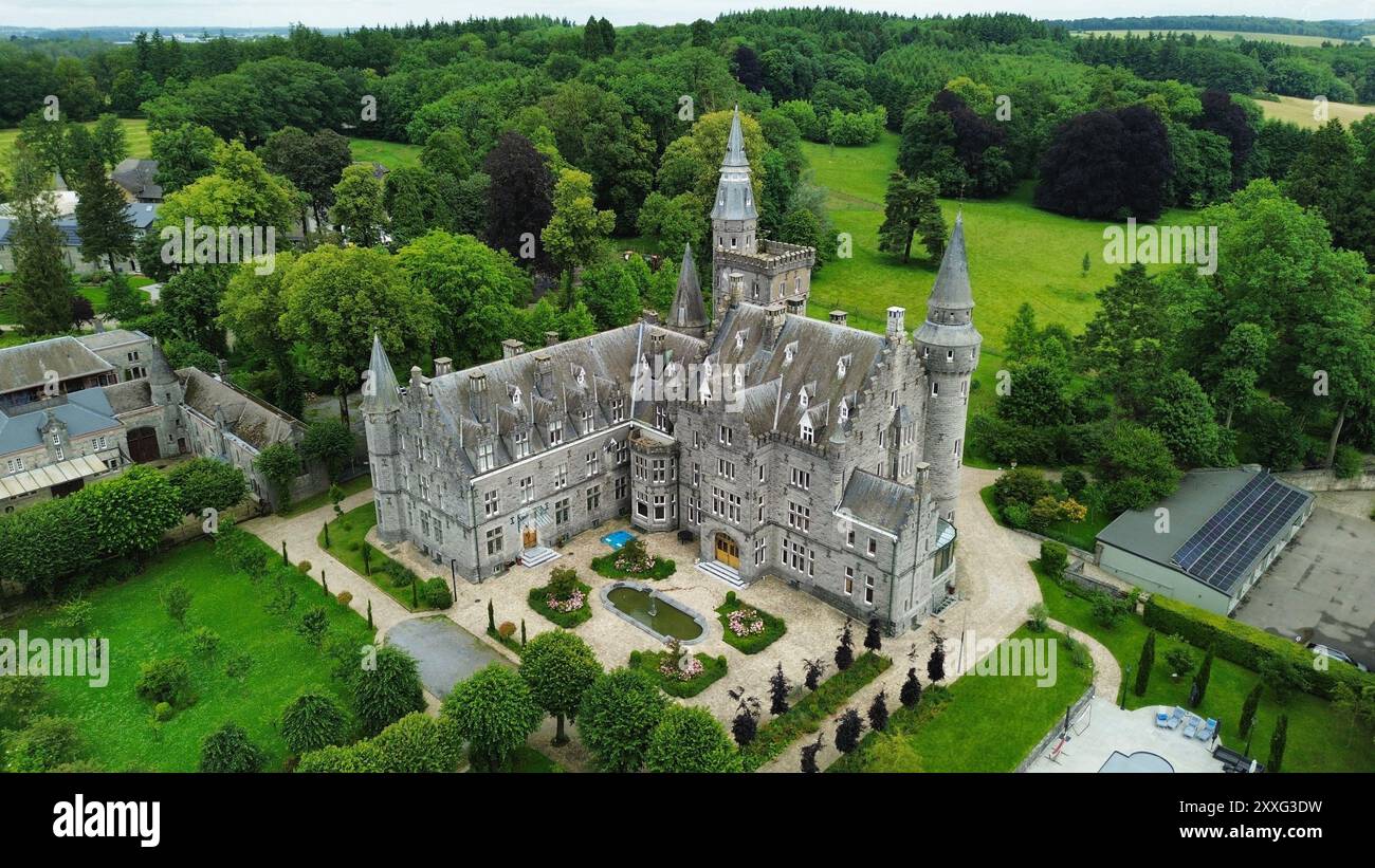 drone photo Leignon castle Belgium europe Stock Photo - Alamy