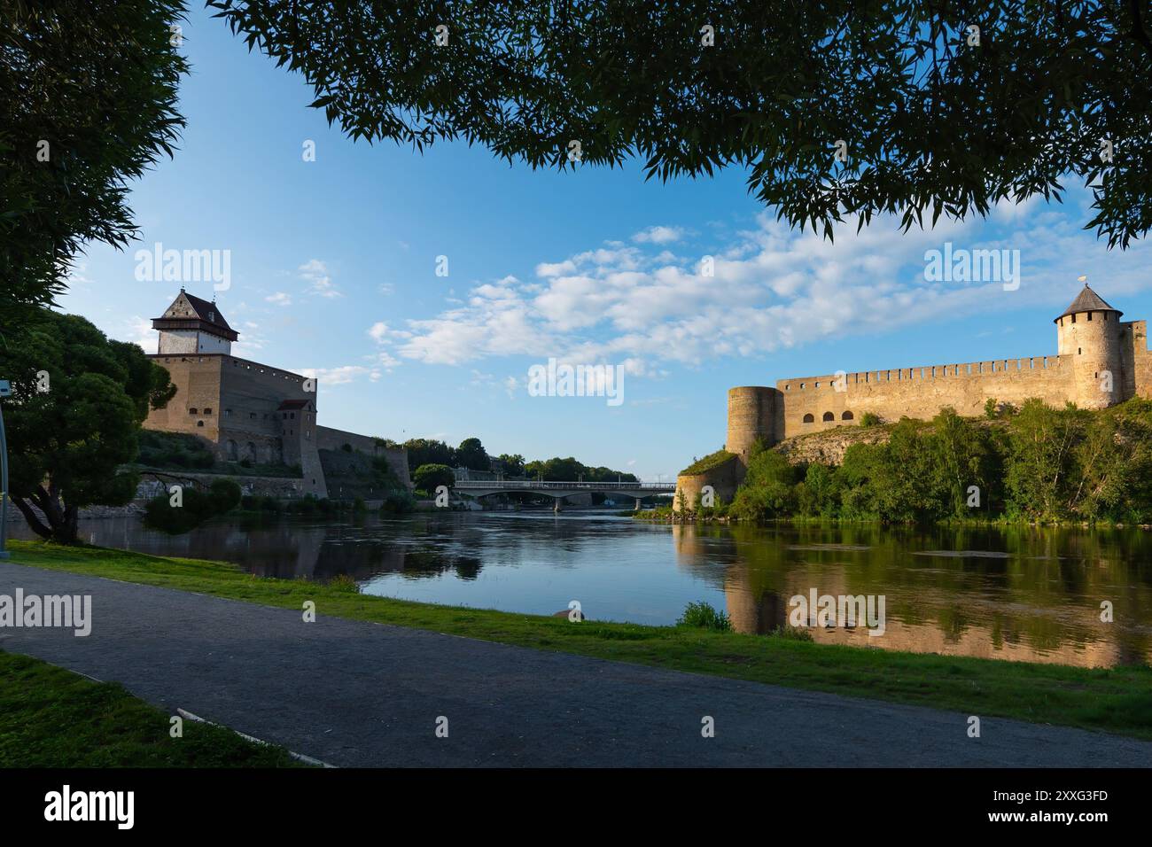 Narva fortress on the border of Estonia and Russia, unique view - the ...