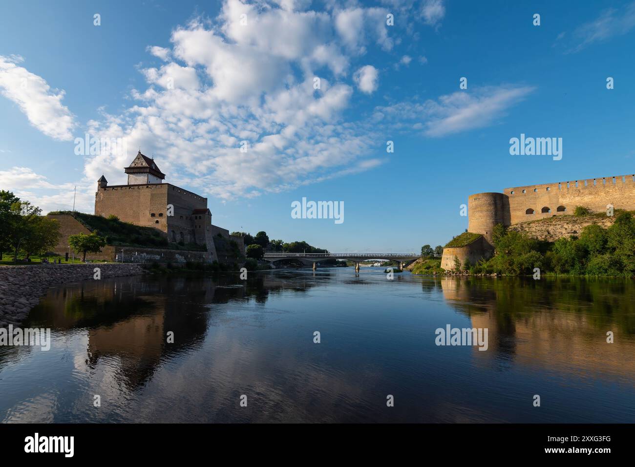 Narva fortress on the border of Estonia and Russia, unique view - the ...