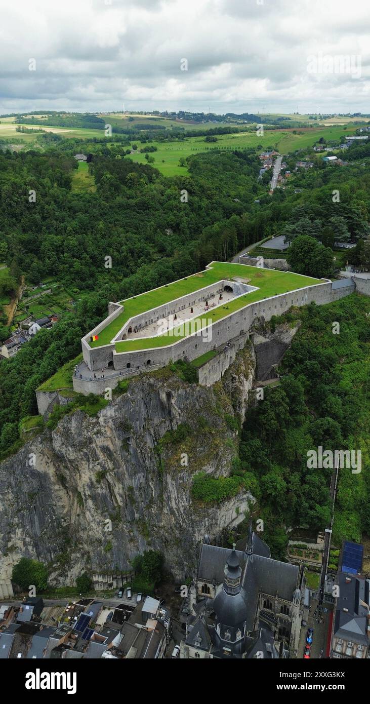 drone photo Dinant citadel Belgium europe Stock Photo - Alamy
