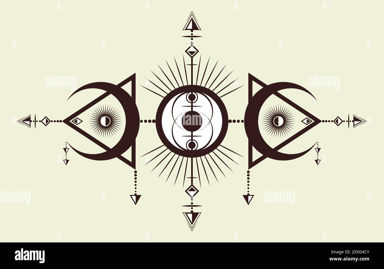 Triple Goddess mysterious magical crescent moon sacred geometry. Vesica ...