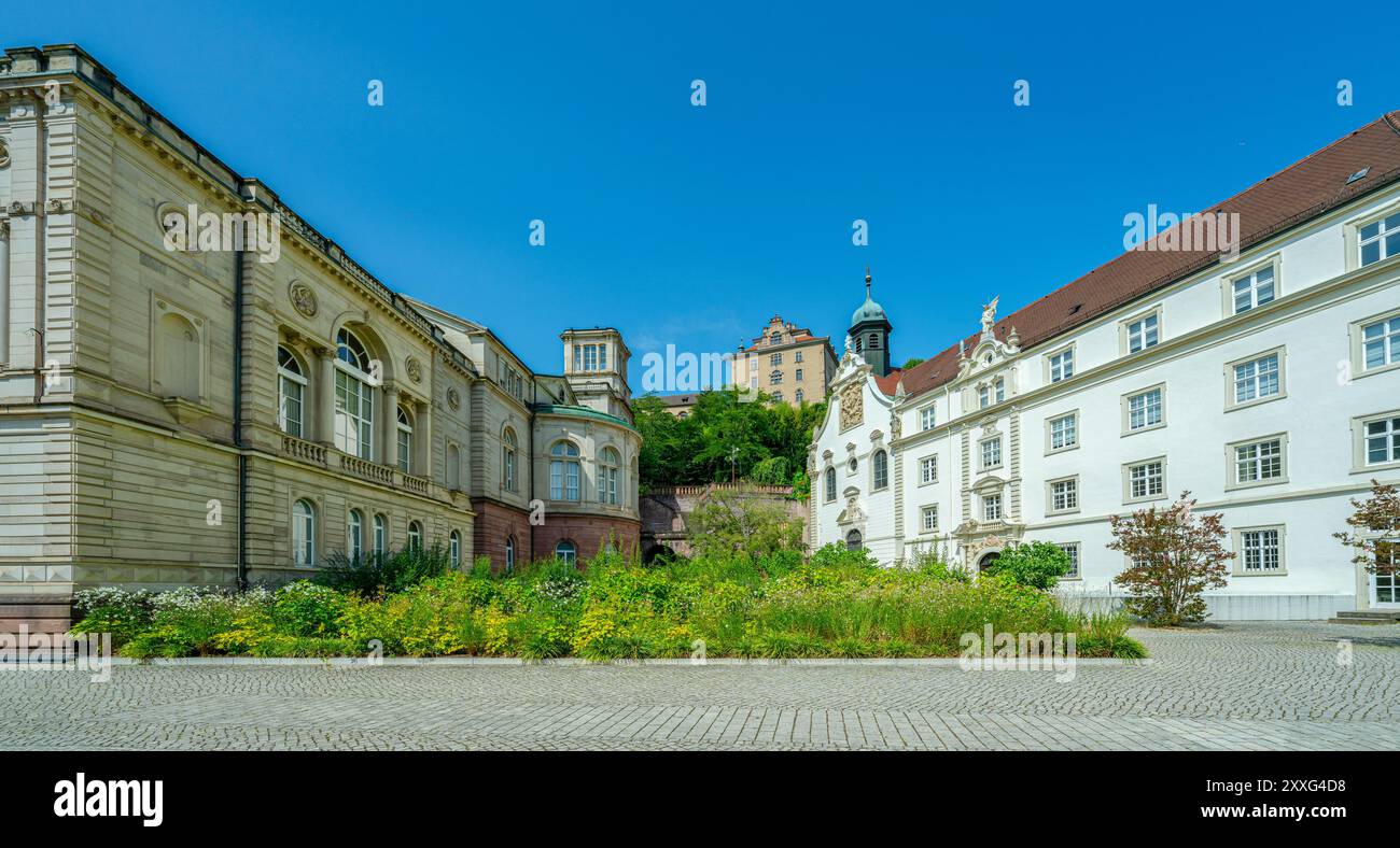 View of the Friedrichsbad, new castle and Convent school of the Holy ...