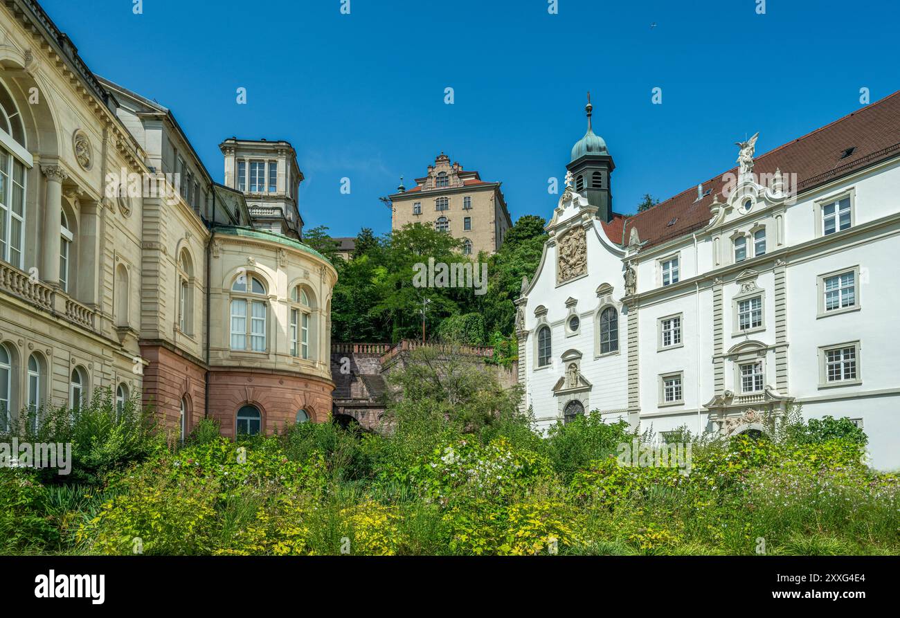 View of the Friedrichsbad, new castle and Convent school of the Holy ...
