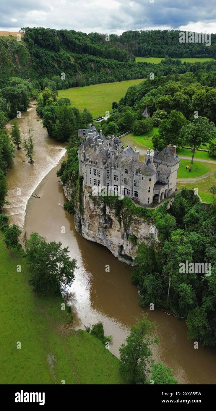 drone photo Walzin castle belgium europe Stock Photo - Alamy