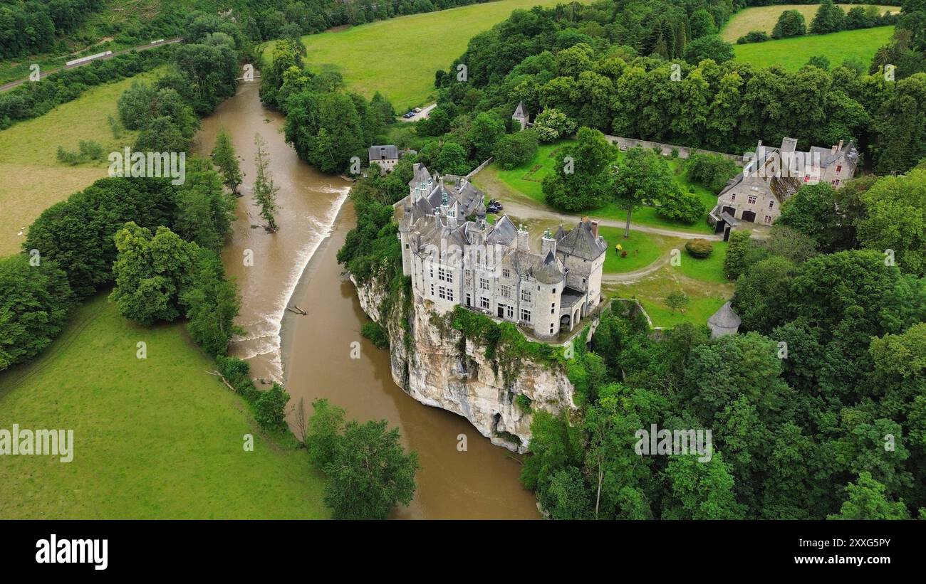 drone photo Walzin castle belgium europe Stock Photo - Alamy