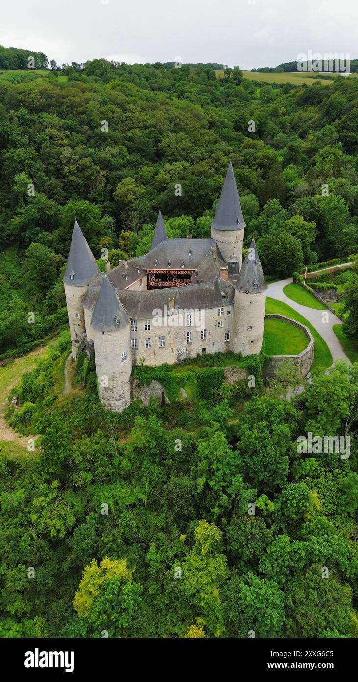 drone photo Vêves castle Belgium europe Stock Photo - Alamy