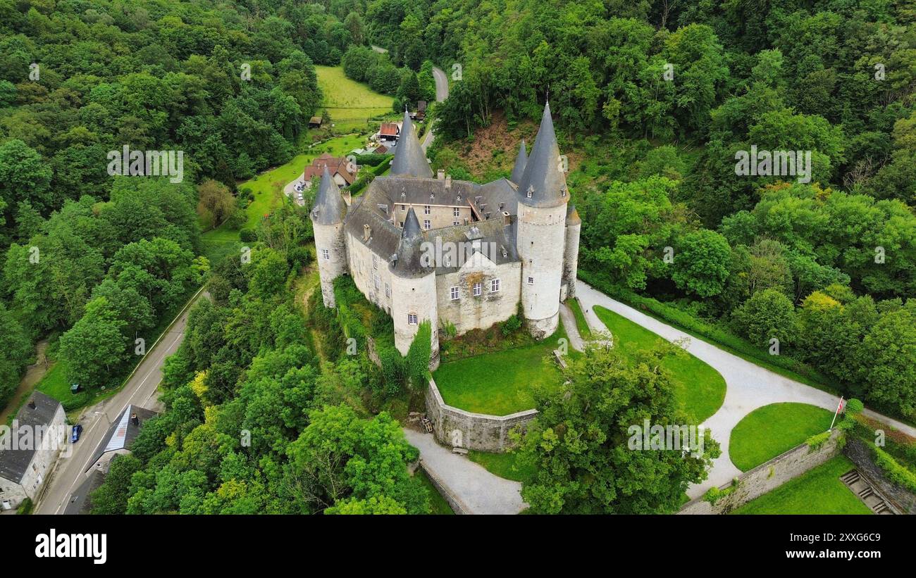 drone photo Vêves castle Belgium europe Stock Photo - Alamy
