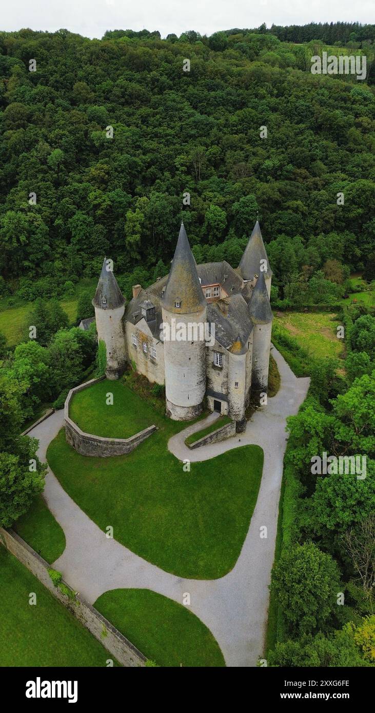 drone photo Vêves castle belgium europe Stock Photo - Alamy