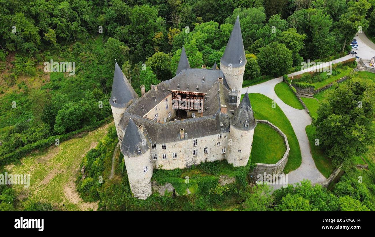 drone photo Vêves castle Belgium europe Stock Photo - Alamy