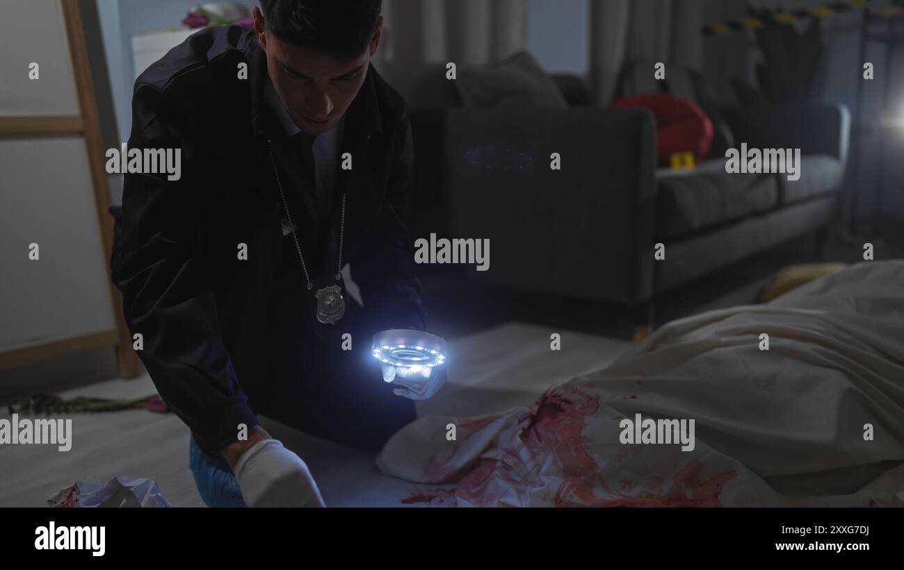 Crime investigation bloodstains flashlight hi-res stock photography and ...