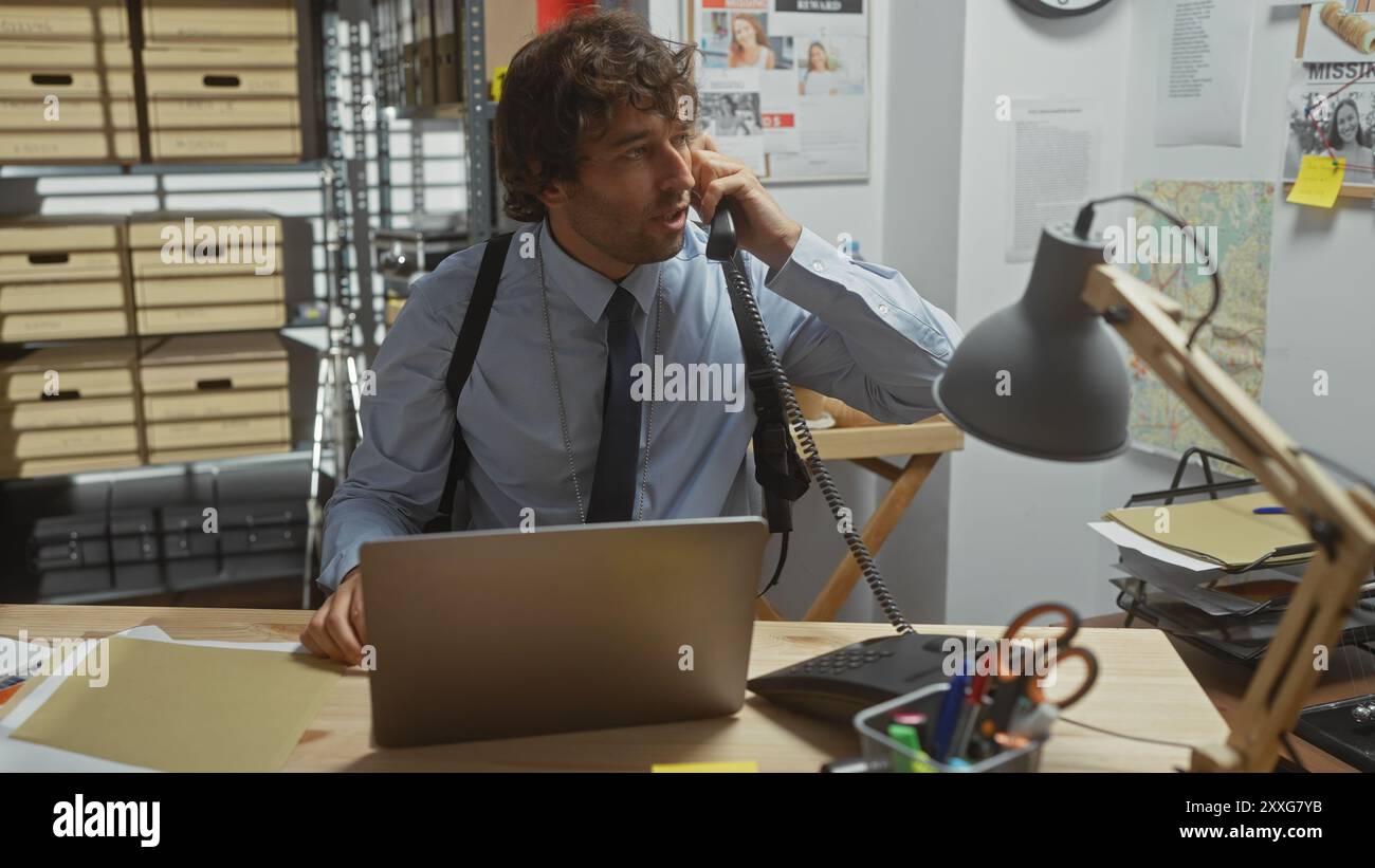 Hispanic detective man talking hi-res stock photography and images - Alamy