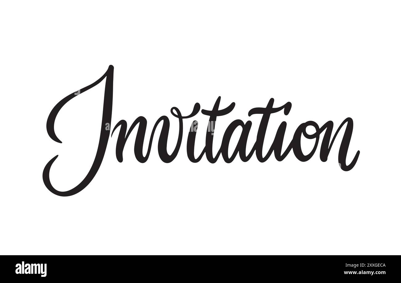 Invitation slanted simple lettering pen Stock Vector Image & Art - Alamy