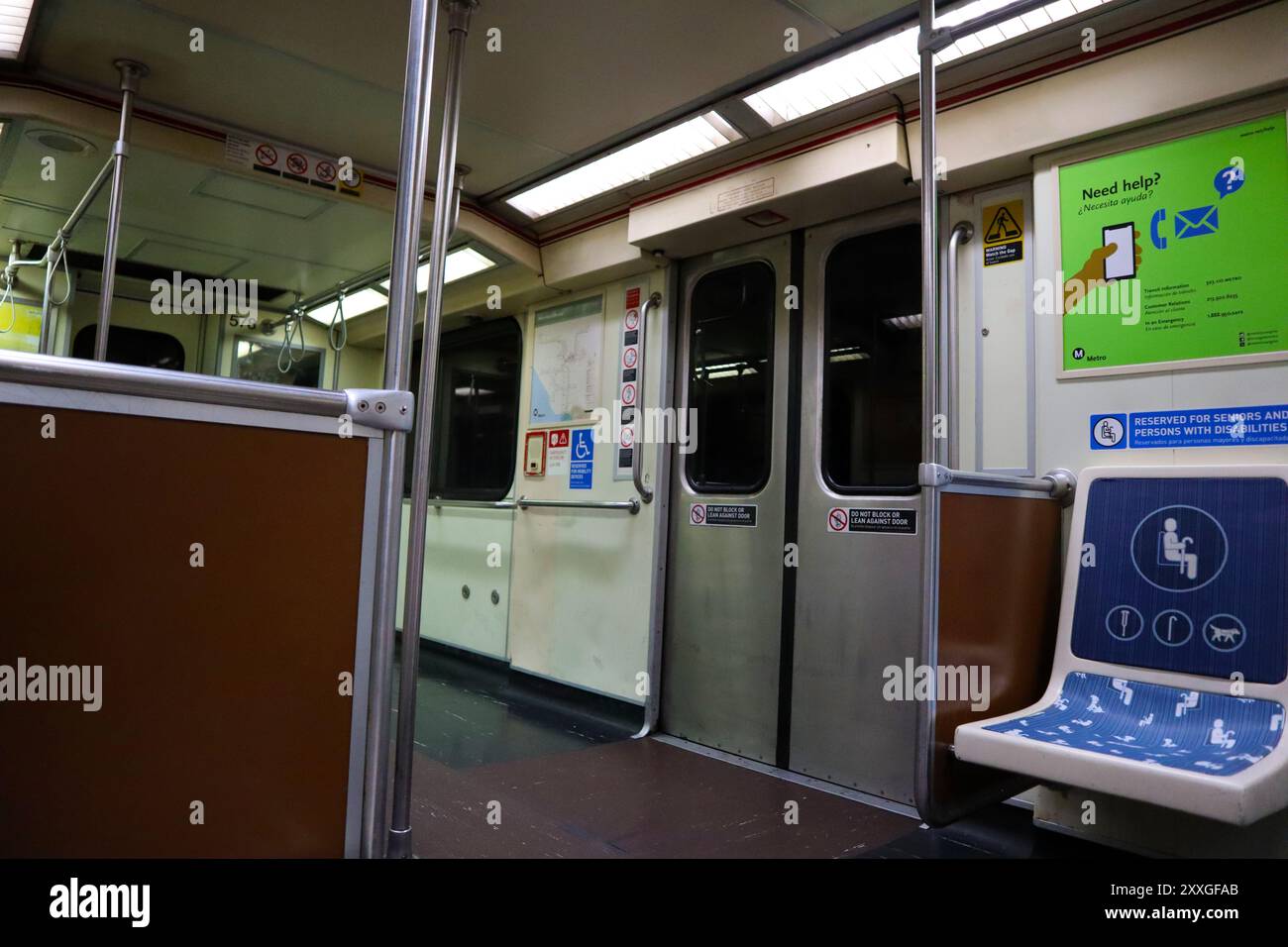 Los Angeles, California: inside view of Los Angeles Metro Rail commuter ...