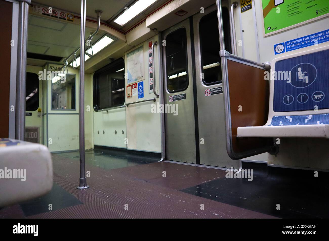 Los Angeles, California: inside view of Los Angeles Metro Rail commuter ...