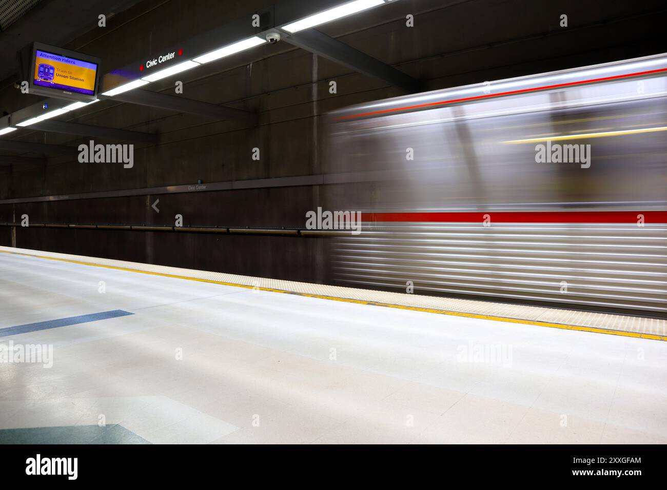 Los Angeles, California: view of Los Angeles Metro Rail Train B Line in ...