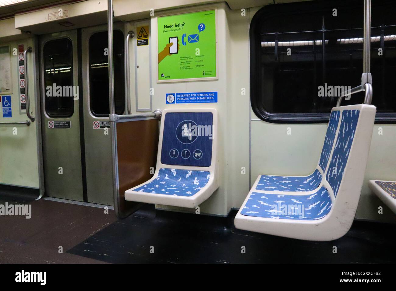 Los Angeles, California: inside view of Los Angeles Metro Rail commuter ...