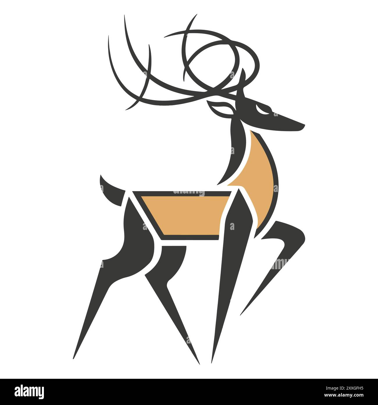 Stylized deer logo template design, geometric deer logo concept, rain deer illustration Stock ...