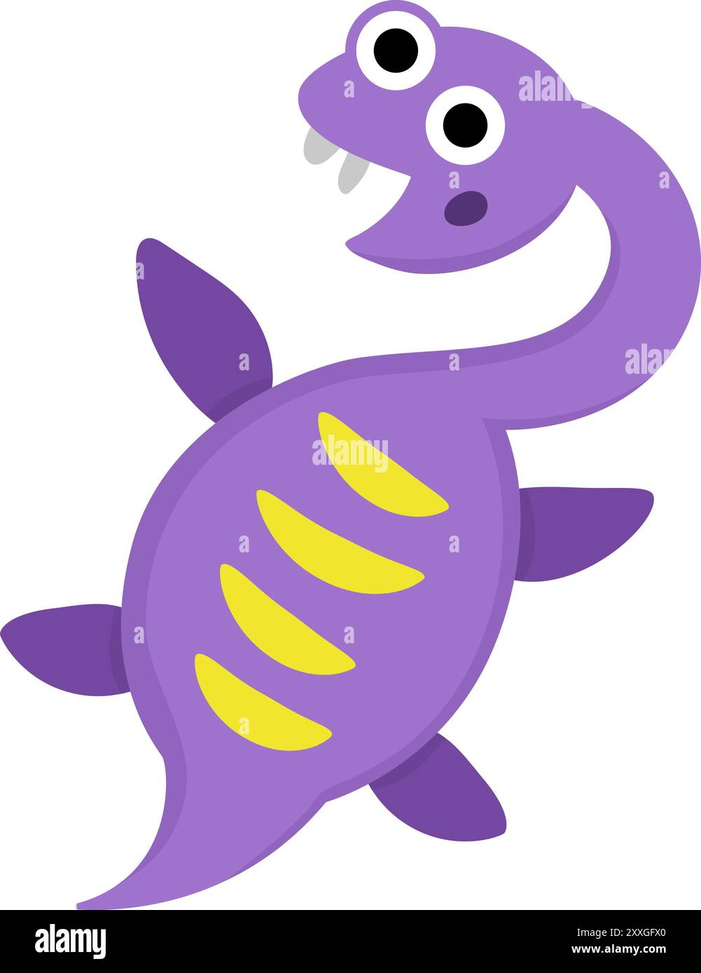 Vector baby elasmosaurus icon. Cute little aquatic dinosaur ...