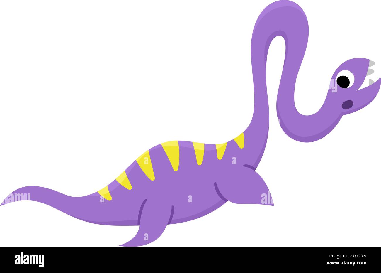 Vector elasmosaurus icon. Cute aquatic dinosaur illustration for kids ...