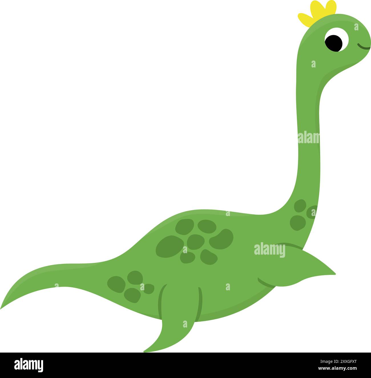 Vector plesiosaur icon. Cute aquatic dinosaur illustration for kids ...