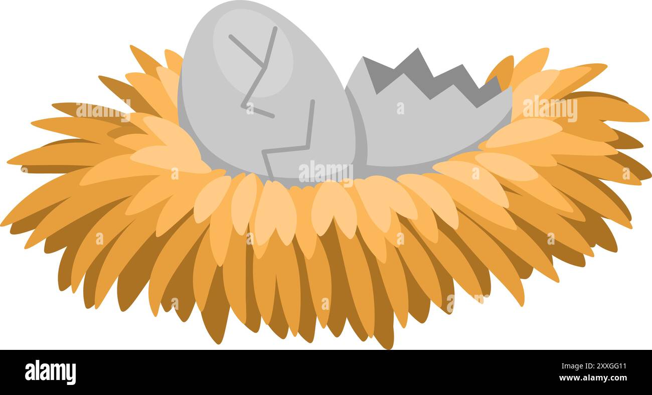 Vector flat bird or dinosaur nest with eggs icon. Farm, Easter or ...