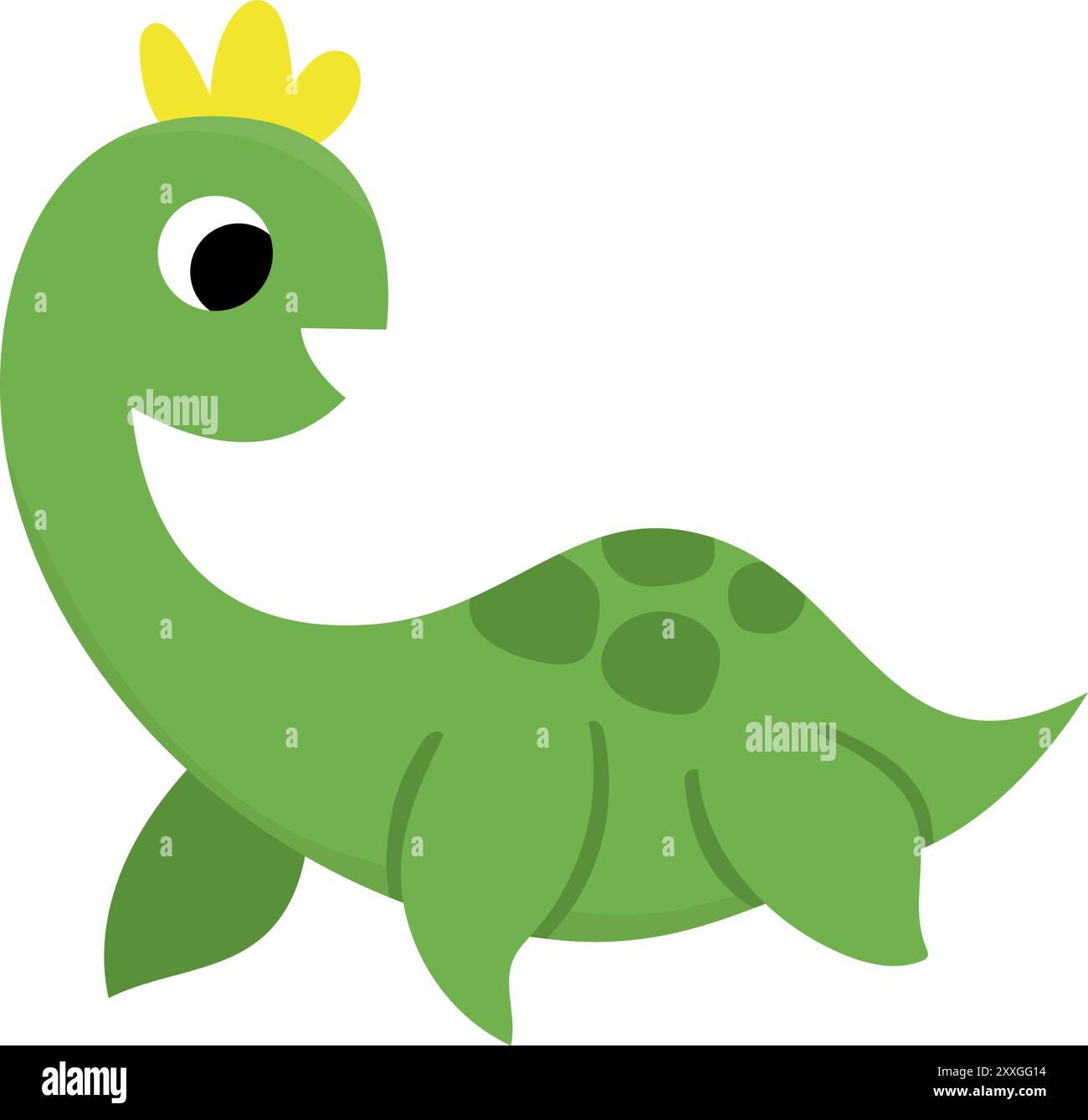 Vector baby plesiosaur icon. Cute little aquatic dinosaur illustration ...