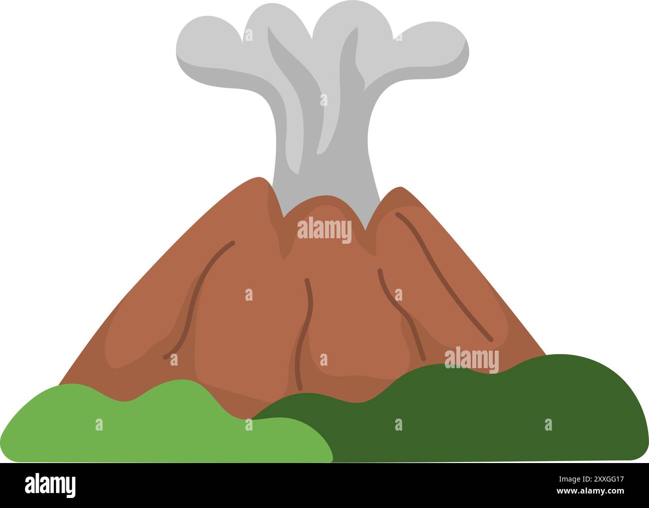 Vector erupting or exploding volcano mountains with smoke illustration ...