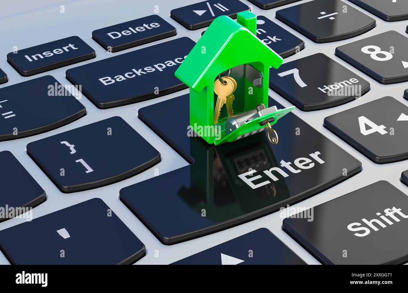 Security lock box for storage and transfer of keys on laptop keyboard ...