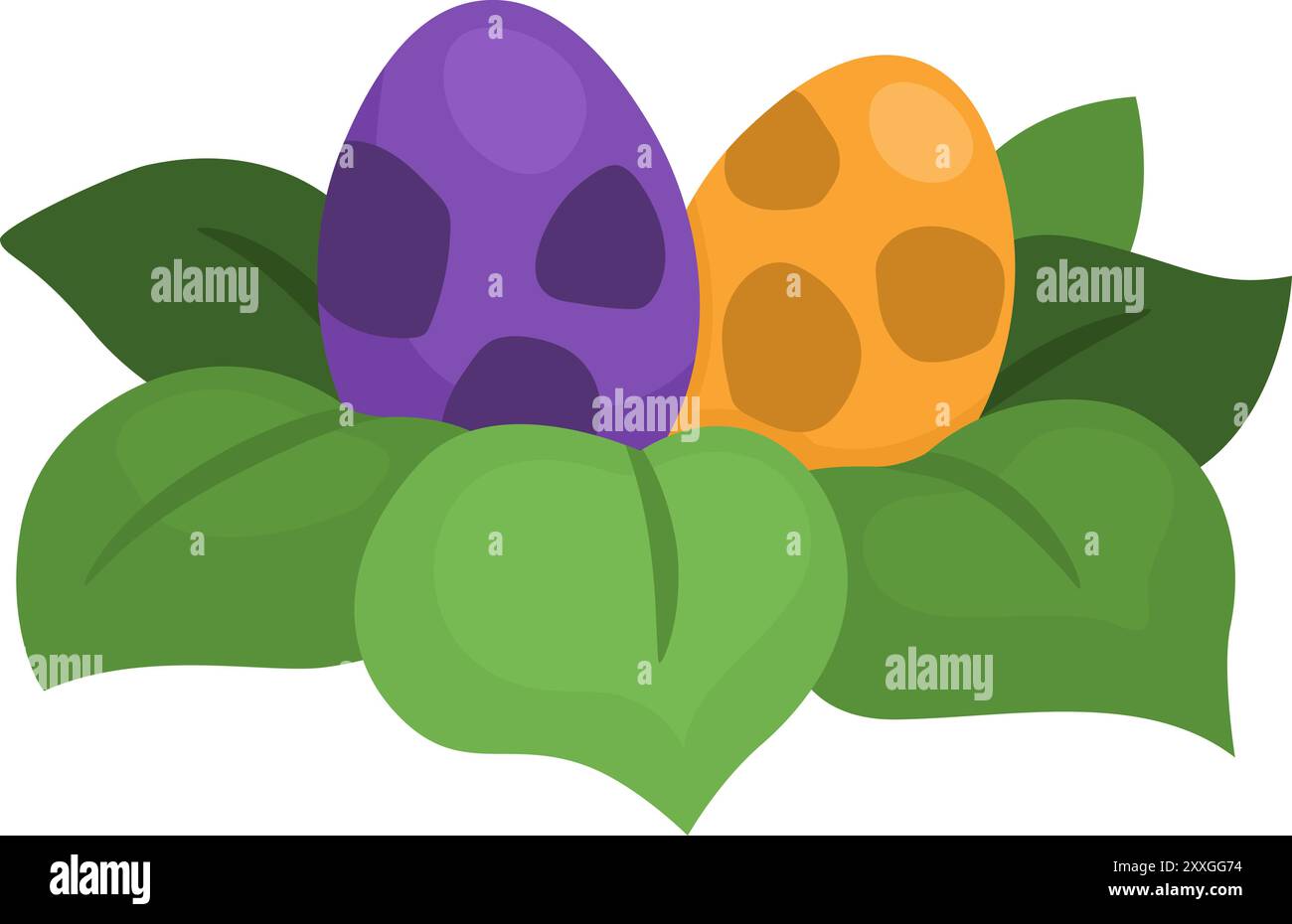 Vector flat bird or dinosaur nest with eggs icon. Farm, Easter or ...