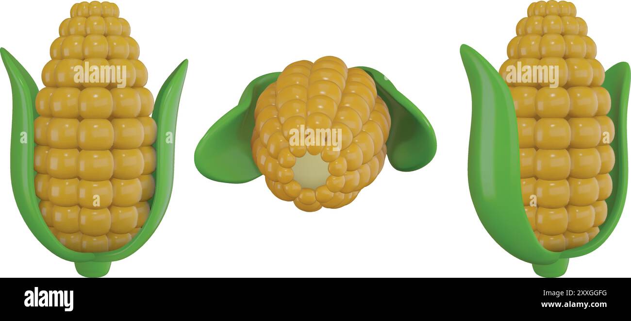 isolated 3d stylized corn cob Stock Vector Image & Art - Alamy
