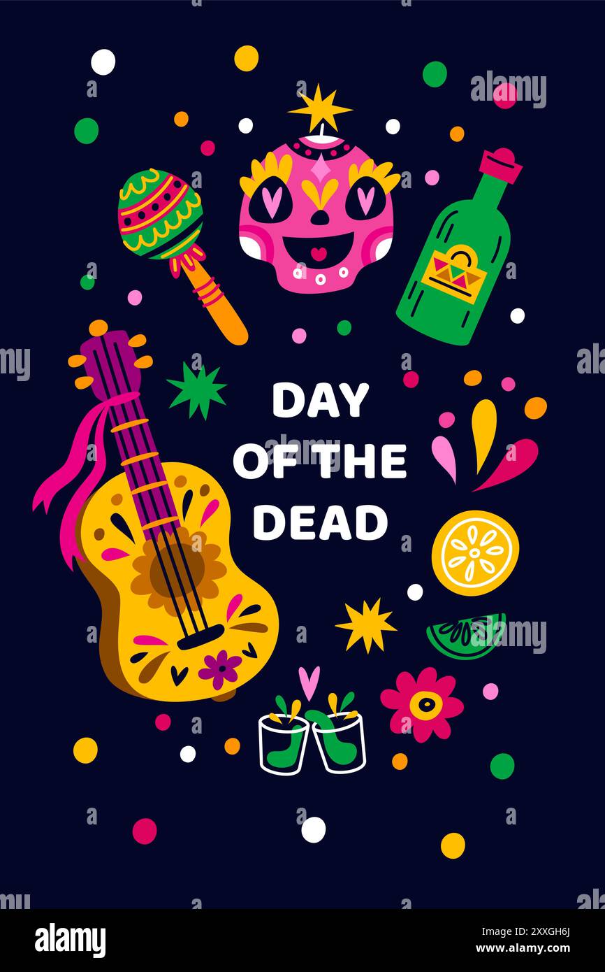 Mexican holiday. Death party poster. Day of dead. Traditional festival ...