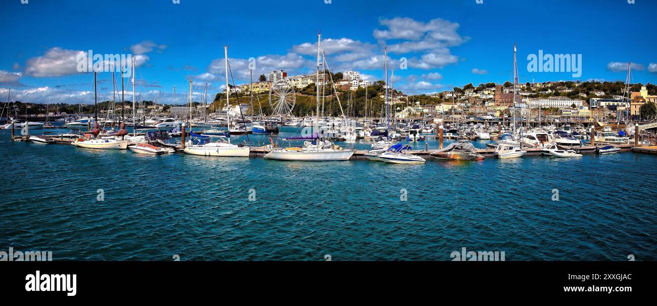 GB - DEVON: Panoramic view of Torquay town and it's bust harbour in the ...