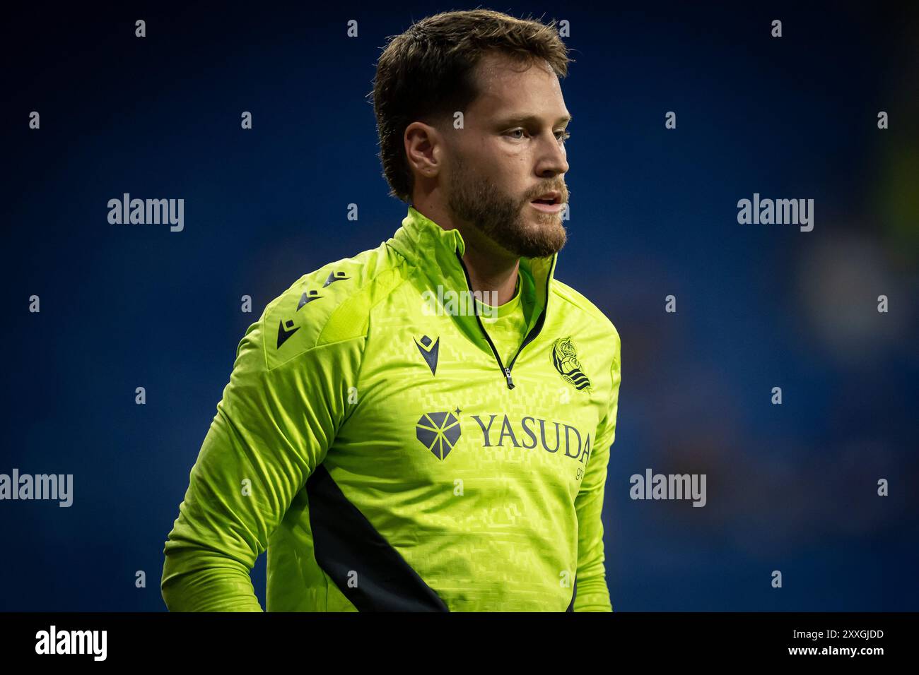 Goalkeeper A. Remiro (Real Sociedad) warms up during a La Liga EA ...