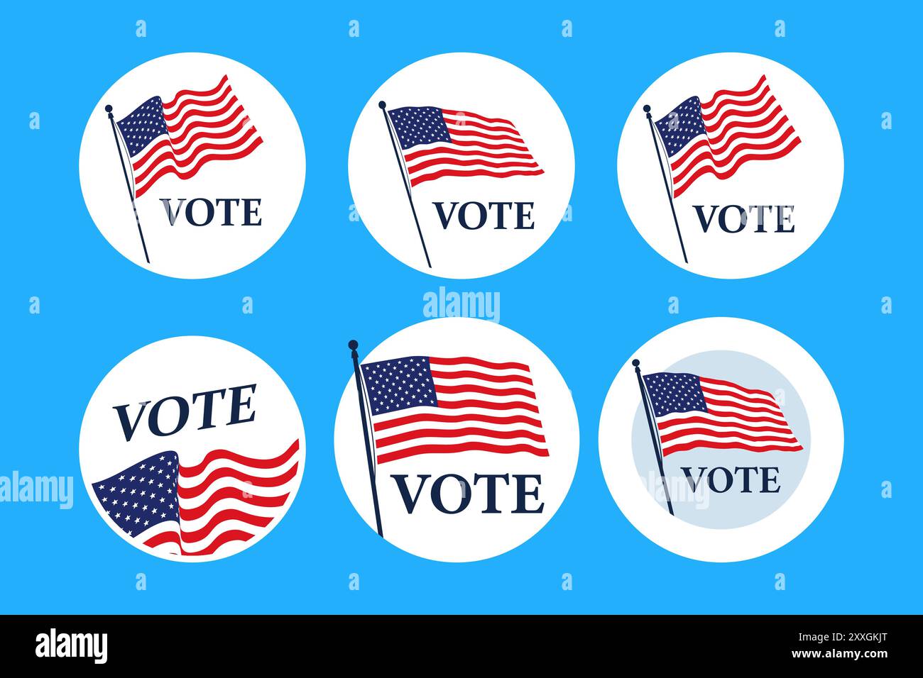 Vote buttons on election day. I voted sticker set. Circle vote bage or ...