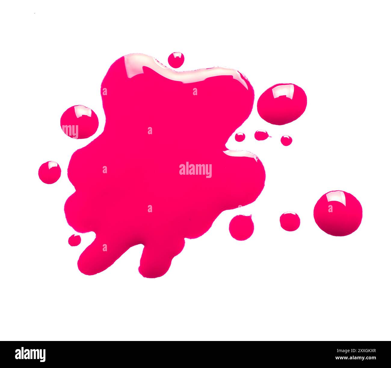 Spot of magenta ink isolated on white, top view Stock Photo - Alamy