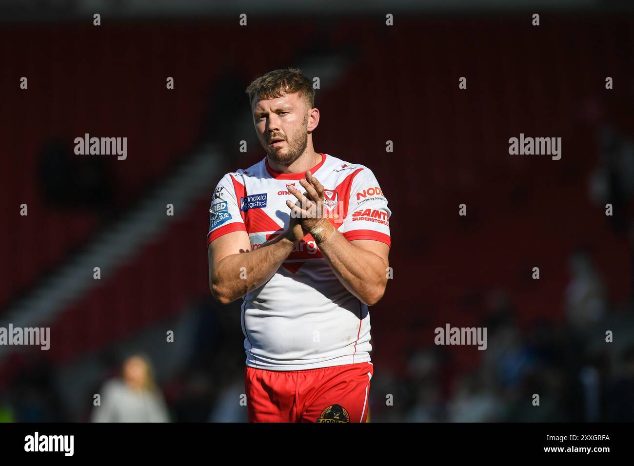 St. Helens, England - 24th August 2024 - Joe Batchelor of St Helens ...