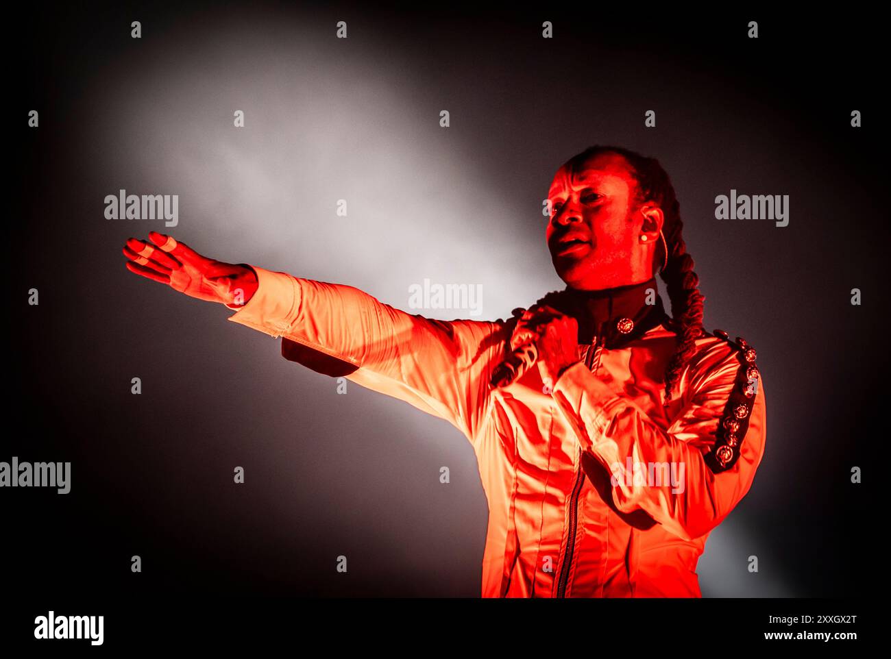 EDITORIAL USE ONLY Maxim performs with is band The Prodigy during the ...