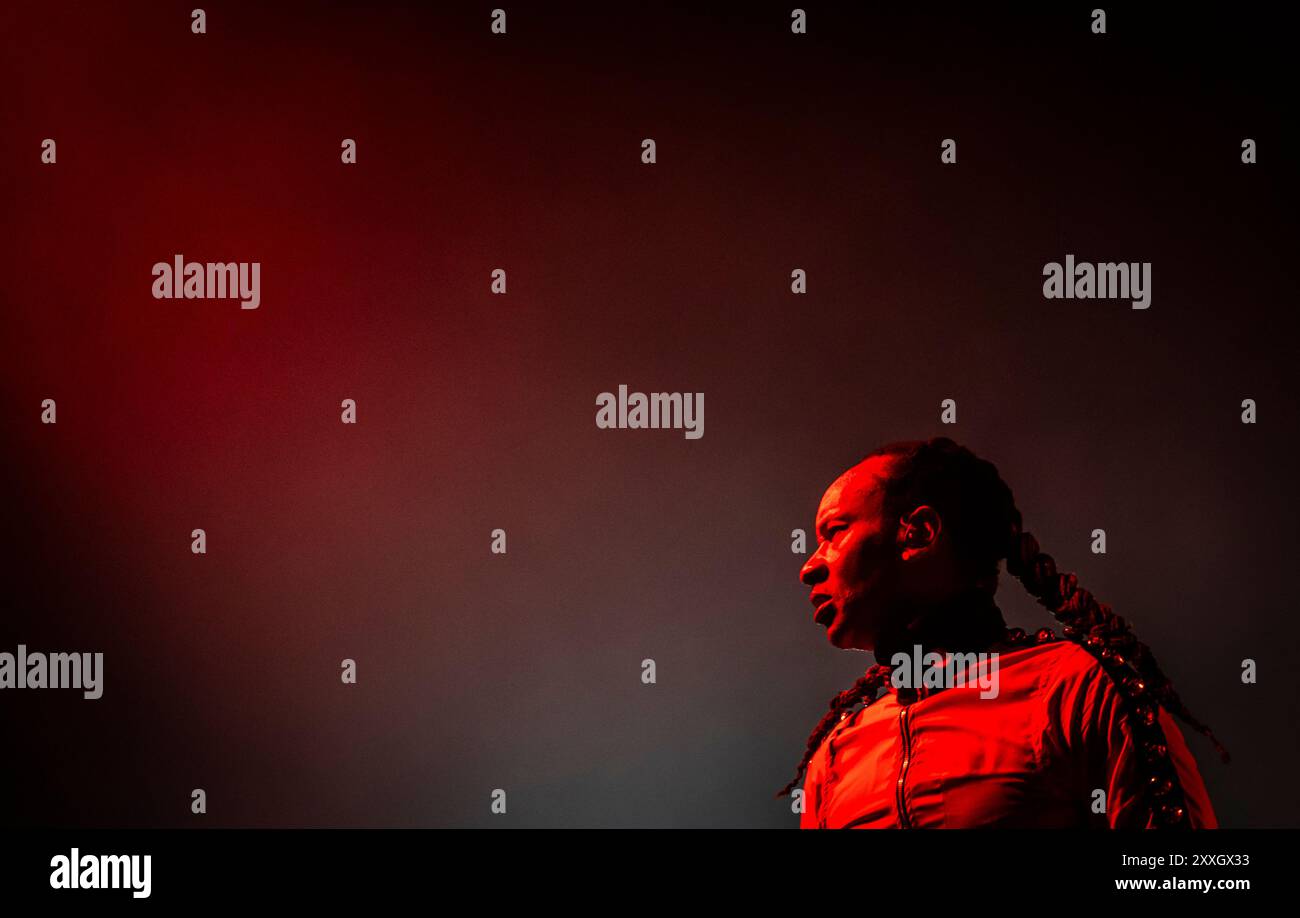 EDITORIAL USE ONLY Maxim performs with is band The Prodigy during the ...